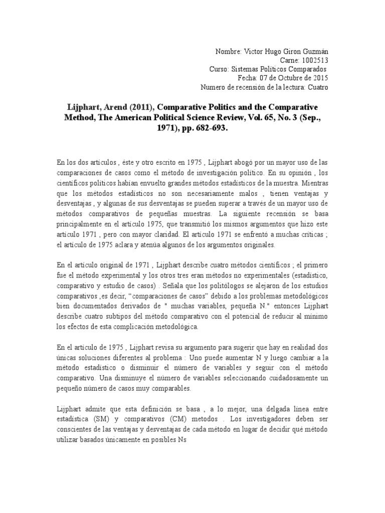 Comparative Politics and The Comparative Method / Politica Comparada y ...