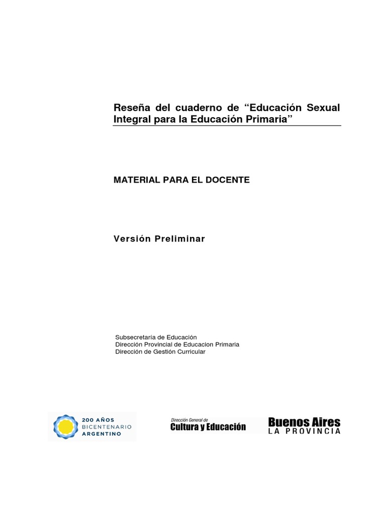 Cuaderno de Educ Sexual Integral para La Educ Primaria | PDF | Educación sexual | Educación primaria