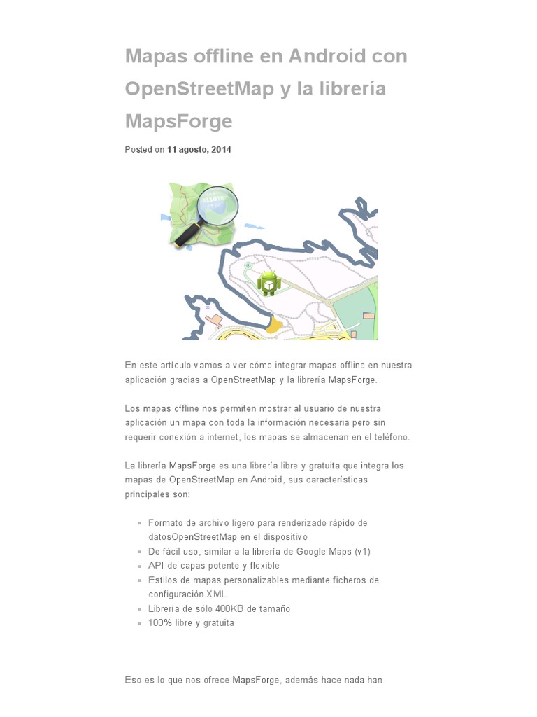 Mapas Offline en Android Con OpenStreetMap y La Librería MapsForge - Tecno Game | PDF | Archivo ...