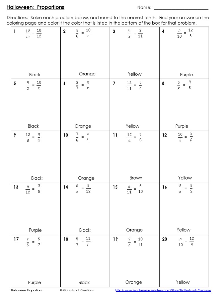 Glic Halloween Proportions Color by Answer Maze Product | PDF | Qualia ...