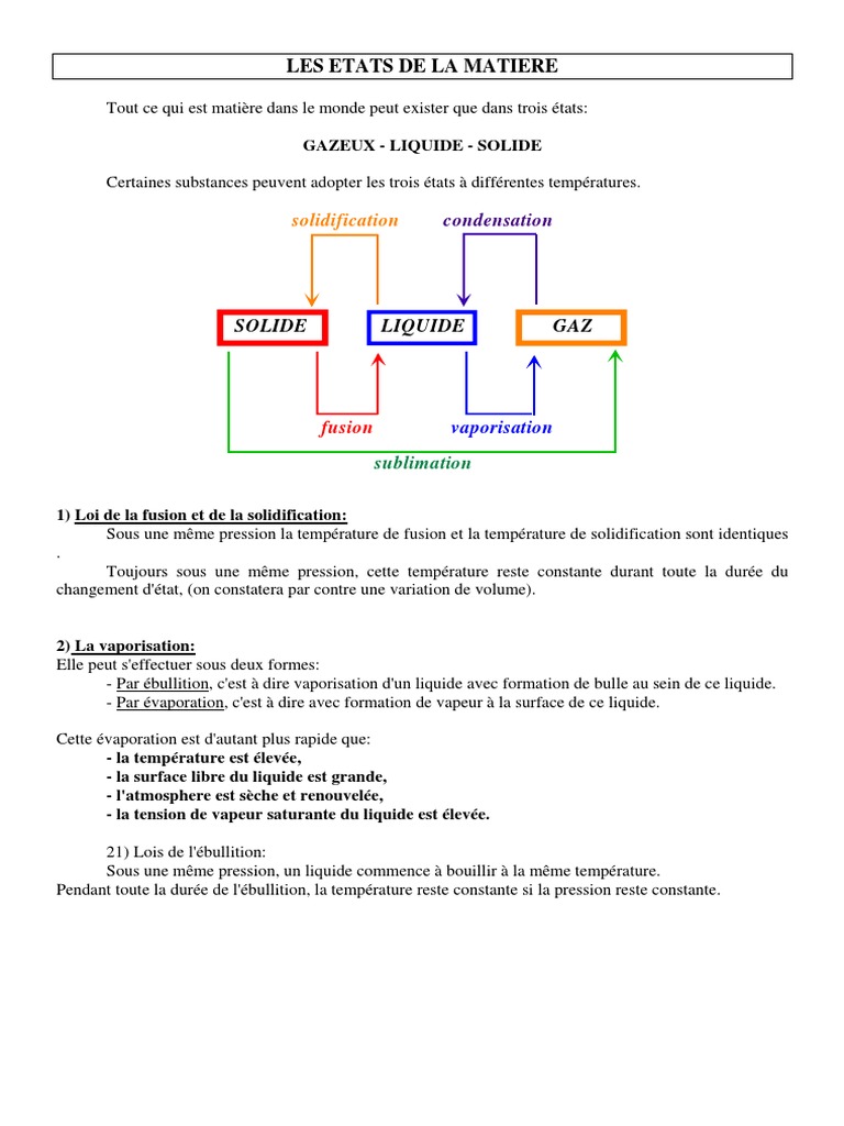 06 Les Etats de La Matiere | PDF | Grandeur physique | Chimie
