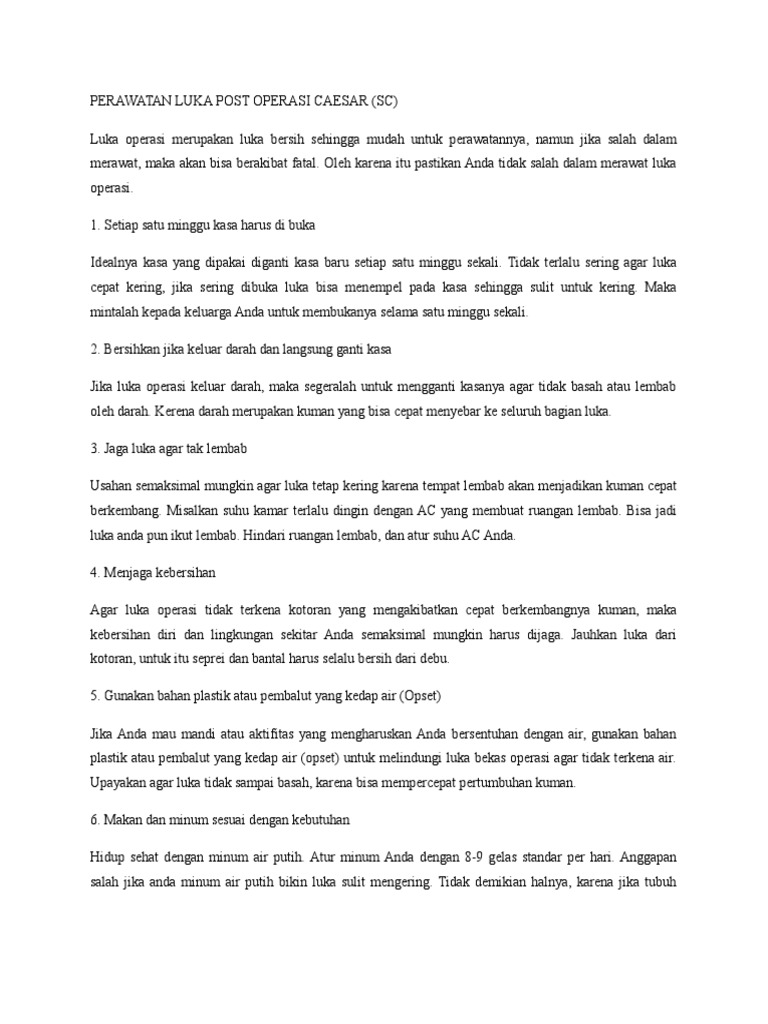 Perawatan Luka Post Operasi Caesar | PDF