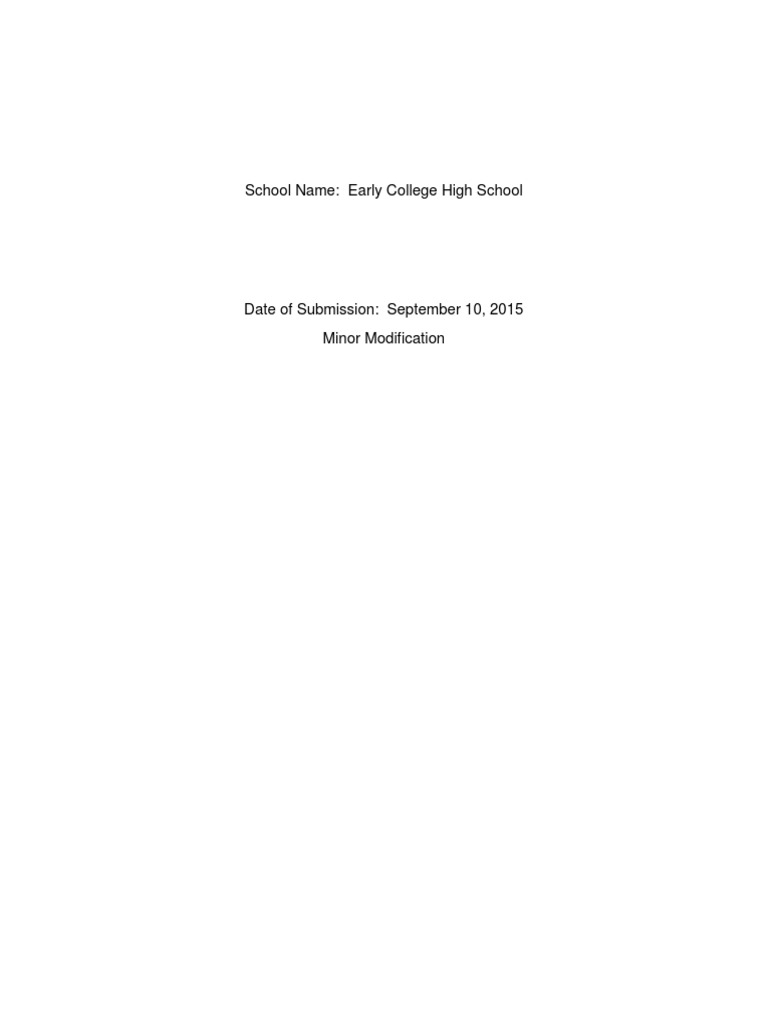Early College High School-Minor Modification | PDF | Teachers | Evaluation