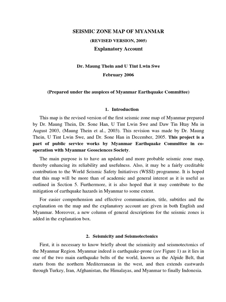 Seismic Zone Map of Myanmar | PDF | Earthquakes | Fault (Geology)