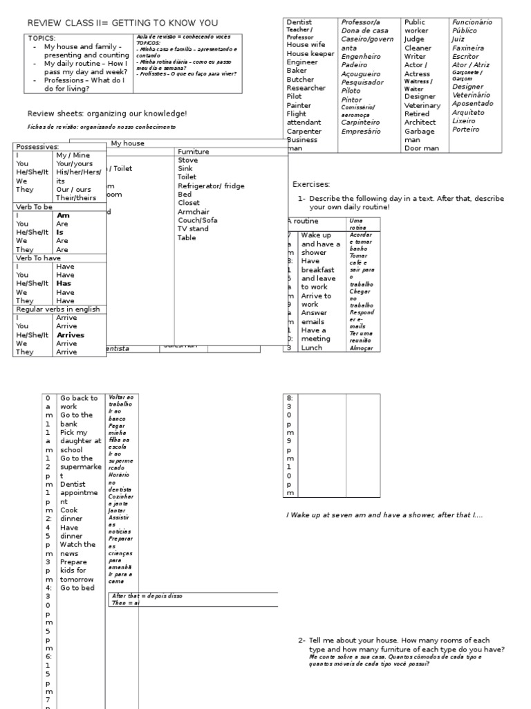 Review Class Ii Getting To Know You: Review Sheets: Organizing Our ...
