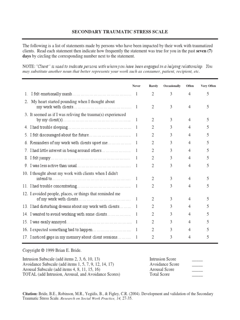 Secondary Traumatic Stress Scale | PDF | Psychological Trauma | Psychiatry