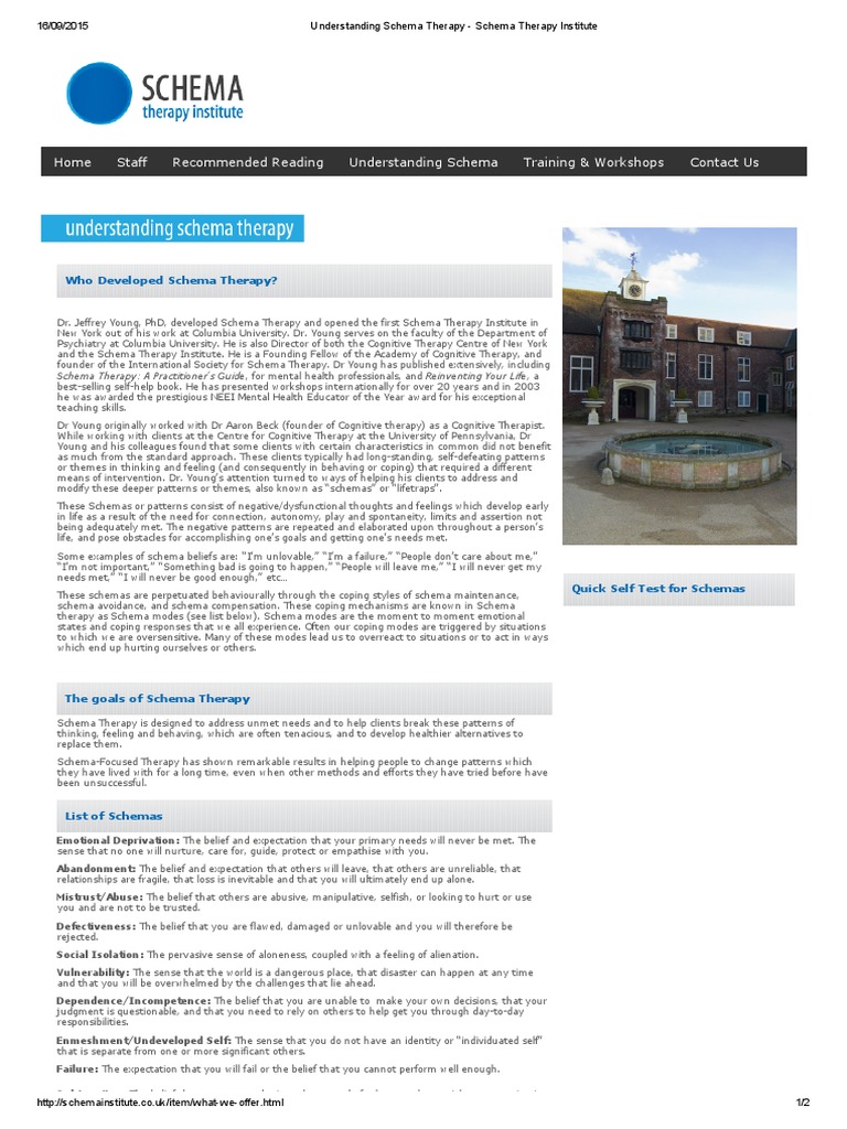 Schema Therapy Overview and Benefits | PDF | Schema (Psychology ...