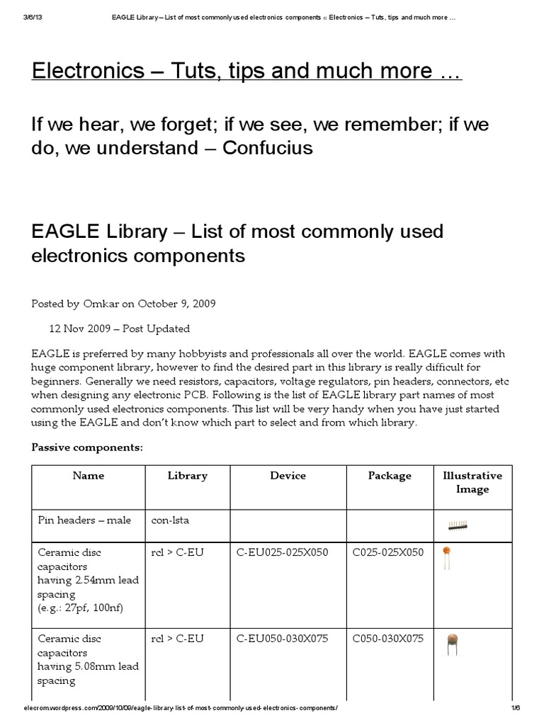EAGLE Component Guide for Beginners | PDF | Electronic Component | Passivity (Engineering)