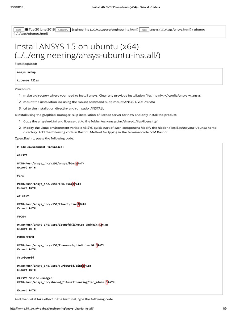 Install ANSYS 15 On Ubuntu (x64) | PDF | Directory (Computing) | Ubuntu ...