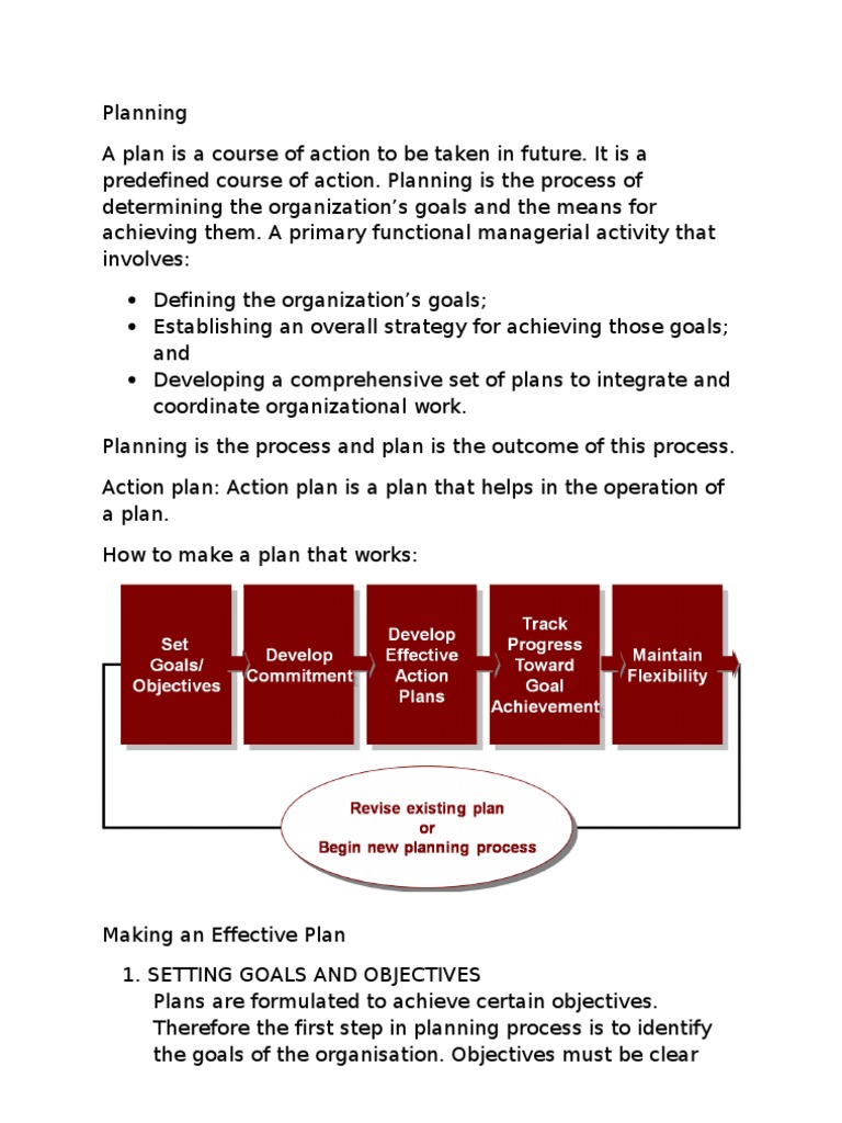 Planning A Plan Is A Course of | PDF | Goal | Goal Setting