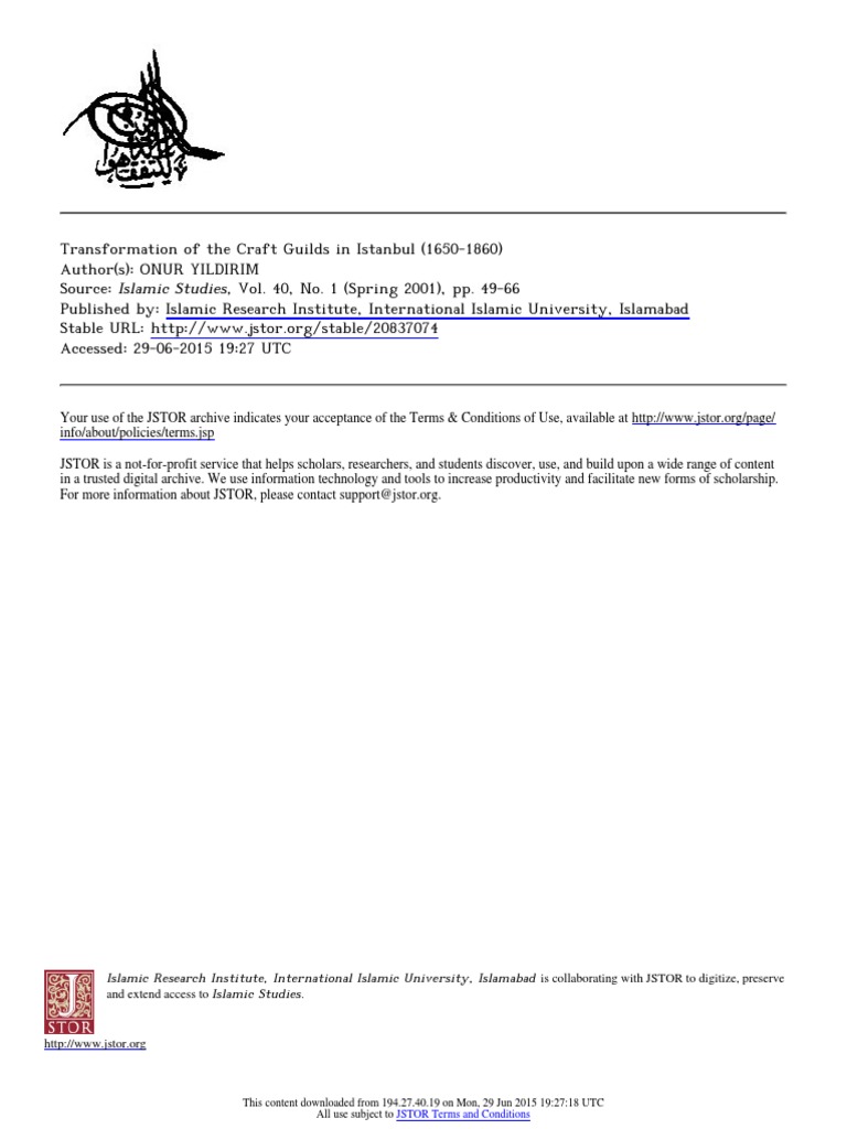 Ottoman Craft Guilds | Download Free PDF | Guild | Ottoman Empire