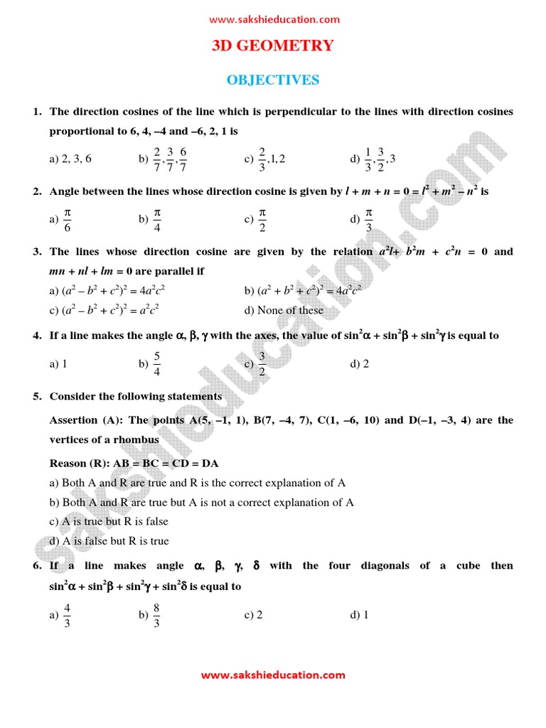3D Geometry | PDF | Triangle | Plane (Geometry)