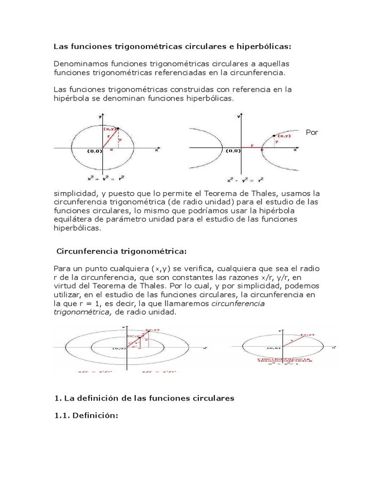 Las Funciones Trigonométricas Circulares e Hiperbólicas | PDF | Trigonometría | Derivado