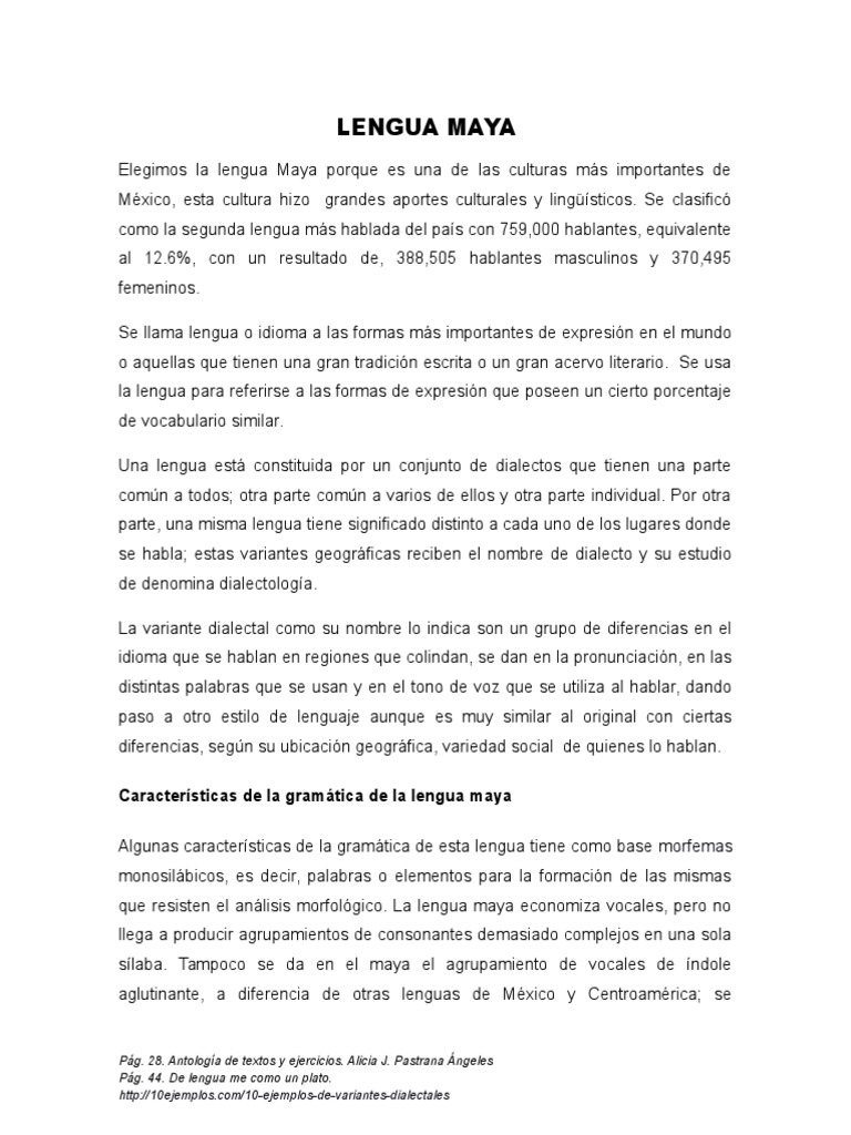 La Lengua Maya | PDF | Dialecto | Civilización maya