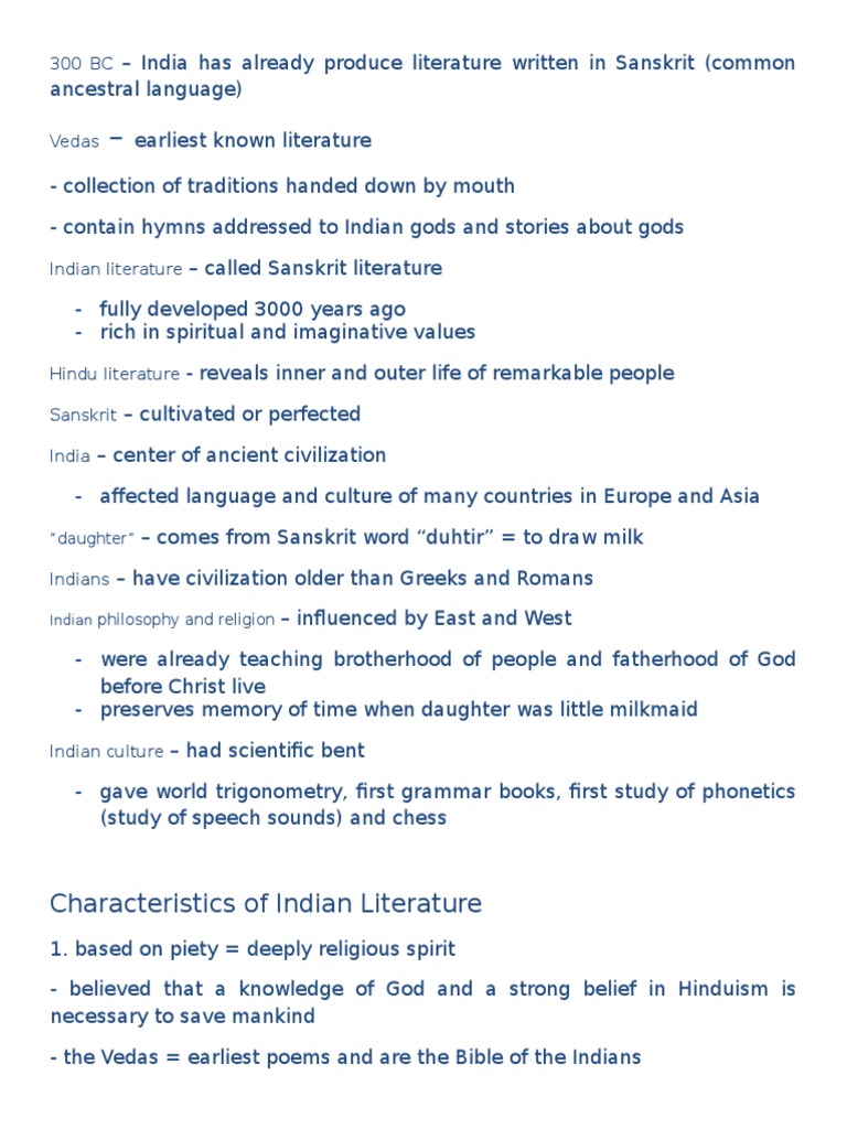 Ancient Indian Literature: A Rich Tradition Spanning 3000 Years | PDF ...