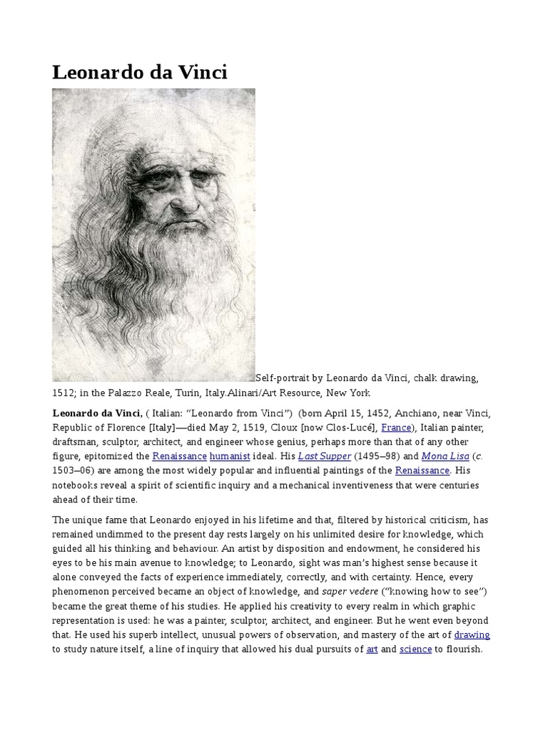 Leonardo da Vinci: A Renaissance Genius Explored | PDF | Leonardo Da ...
