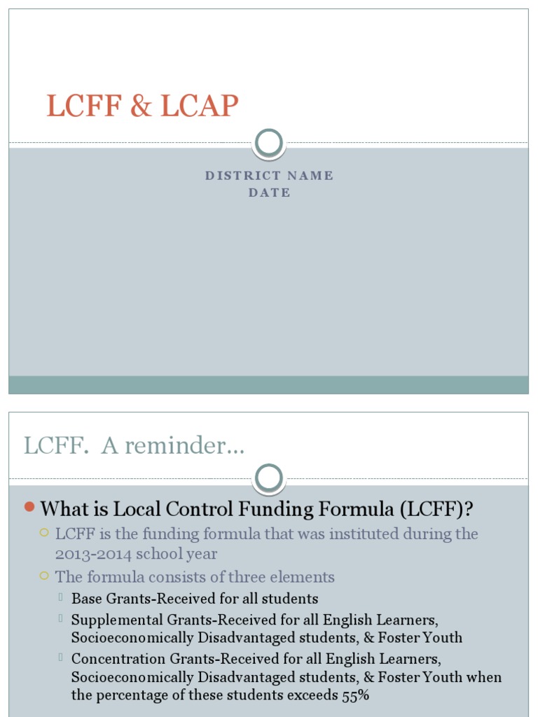 LCFF Lcap Sample District Presentation | PDF | Educational Assessment ...