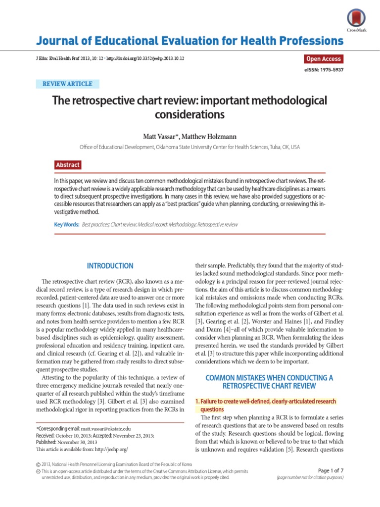 Retrospective Chart Review Guidelines | Statistical Power ...