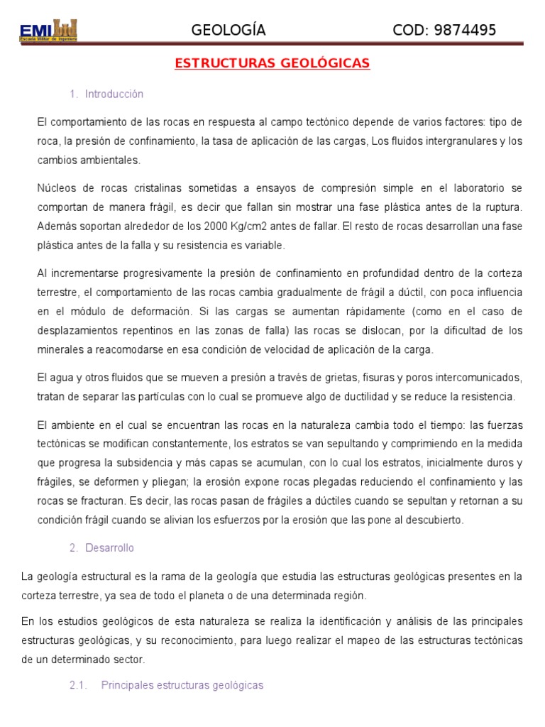Estructuras Geológicas y Pliegues | PDF | Falla (geología) | Tectónica