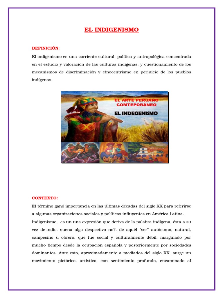 Definición y características del indigenismo | PDF | Política (general ...