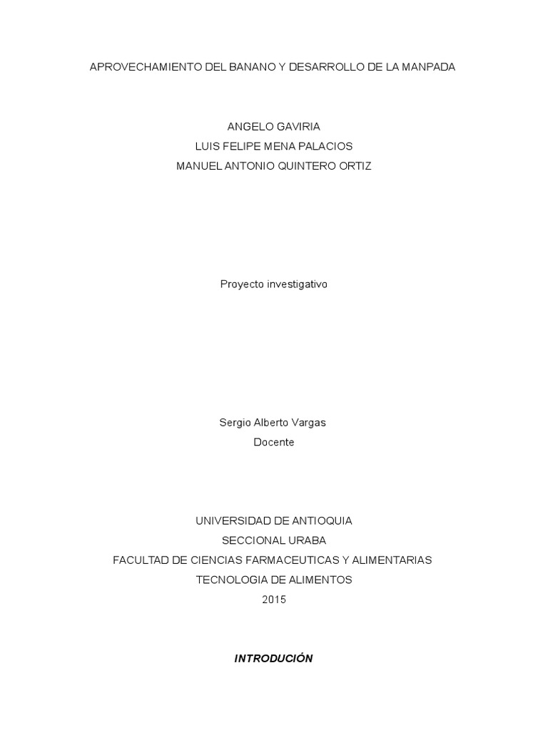 Innovación en Banano: Desarrollo de Manpada | PDF | Potasio | Dieta y ...