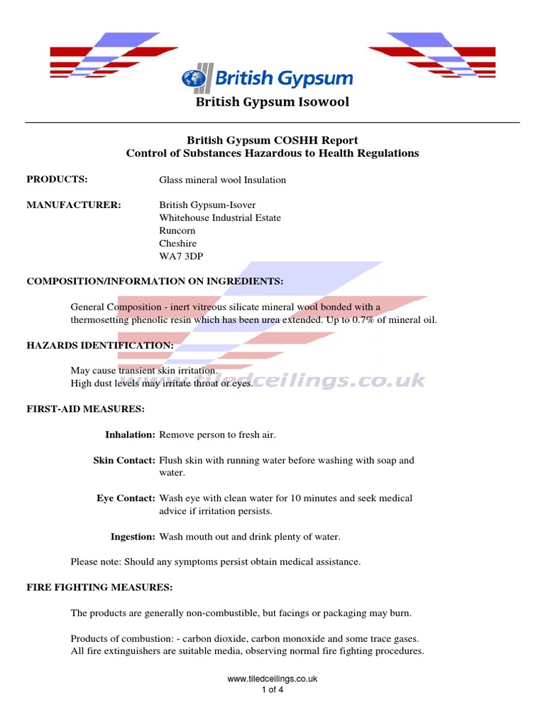 Isowool Insulation Data Sheet | PDF | Safety | Chemistry