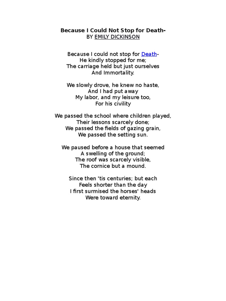 Analysis of Dickinson's Death Poem | PDF | Emily Dickinson | Metre (Poetry)