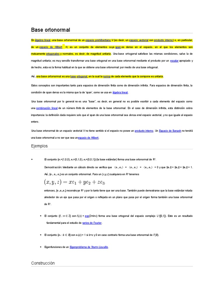 4 6 1 Base Ortonormal | Descargar gratis PDF | Base (álgebra lineal ...
