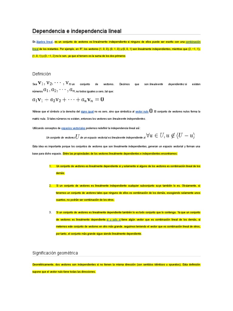 4-3-2 Dependencia e Independencia Lineal | Descargar gratis PDF | Espacio vectorial | Espacio