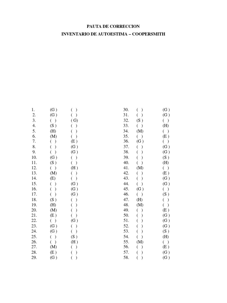 Coopersmith Escolar (Correccion) | PDF