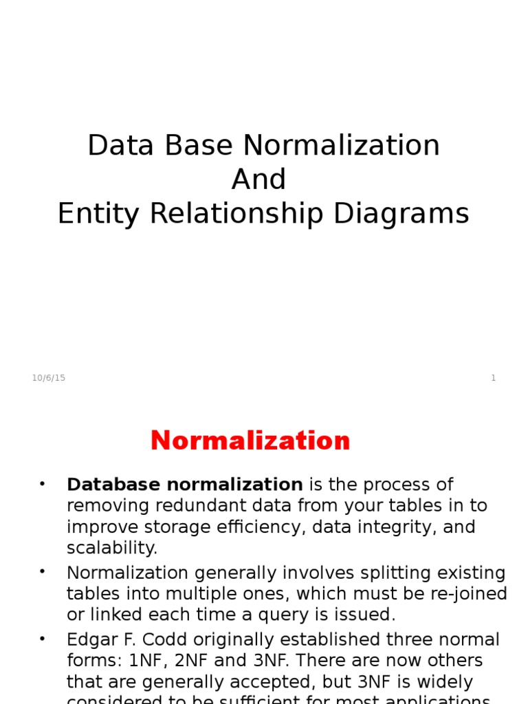 Data Base Normalization and ERD | PDF | Data Model | Databases
