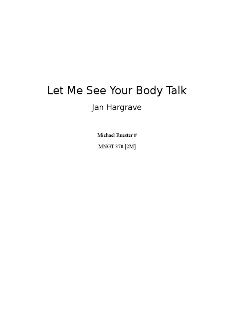 Let Me See Your Body Talk | PDF | Nonverbal Communication | Body Language