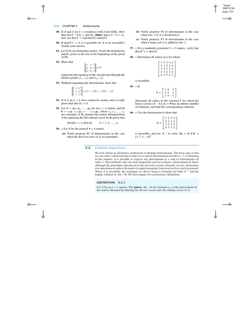 Proof of The Cofactor Expansion Theorem 1 | PDF | Determinant | Matrix ...