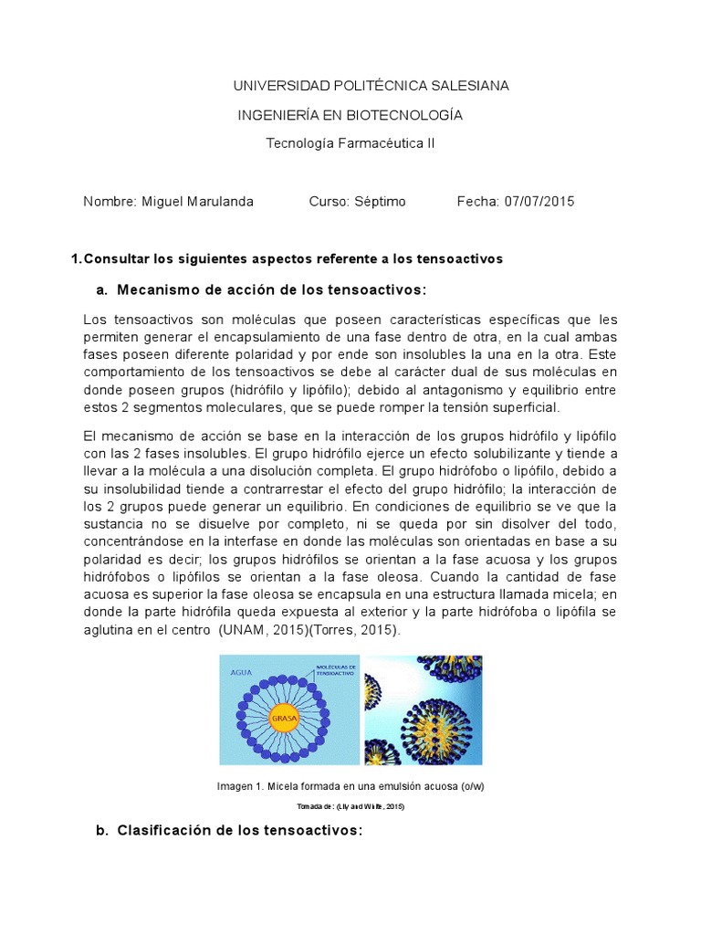 Tipos de Tensoactivos | PDF | Sustancias químicas | Química