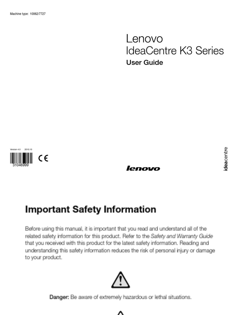 Ideacentre K3 Series: User Guide | PDF | Electrical Connector | Installation (Computer Programs)
