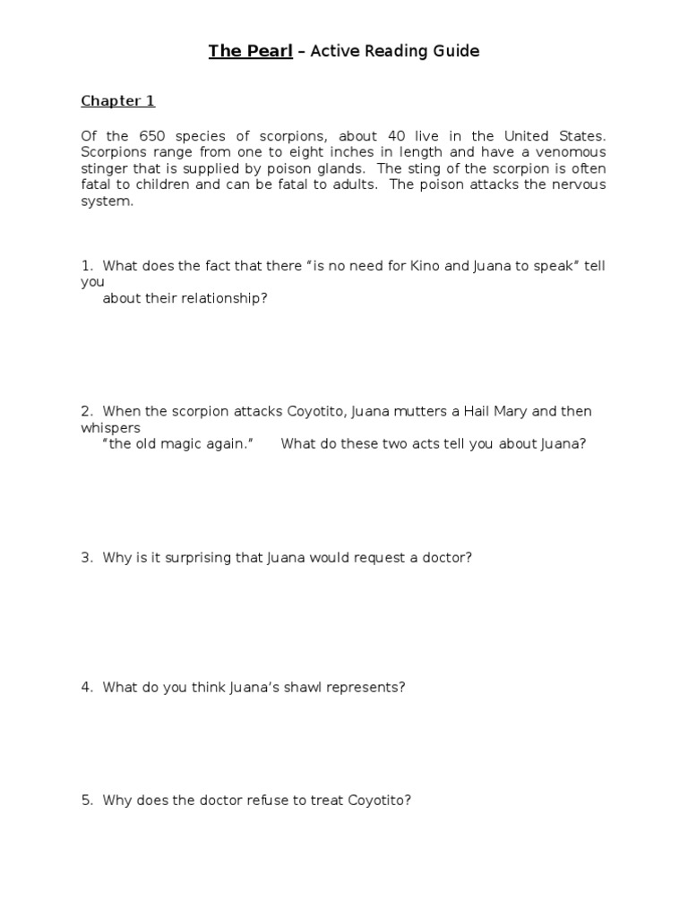 Pearl Reading Guide | PDF
