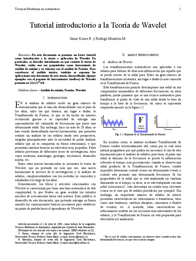 Tutorial Wavelet | Descargar gratis PDF | Wavelet | Transformada de Fourier