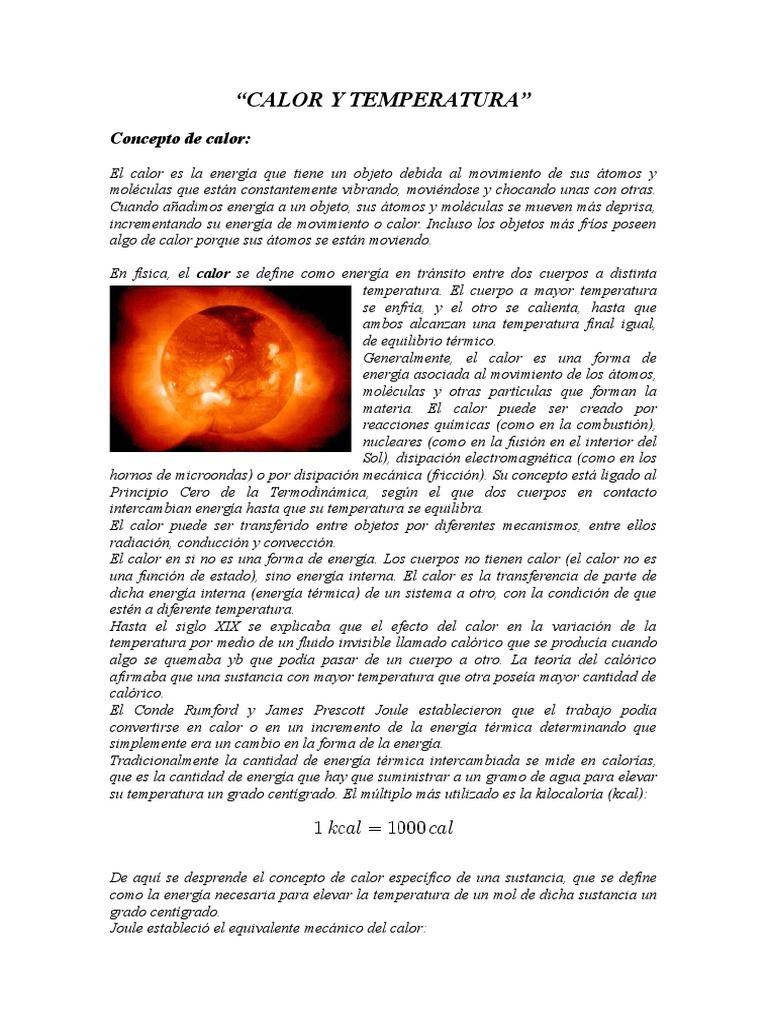 Definición Calor y Temperatura | PDF | Celsius | Calor