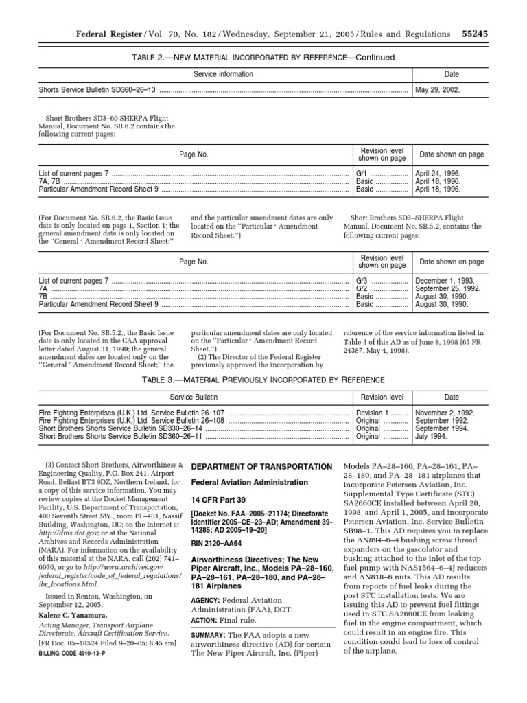 Rule: Airworthiness Directives: New Piper Aircraft, Inc. | PDF ...