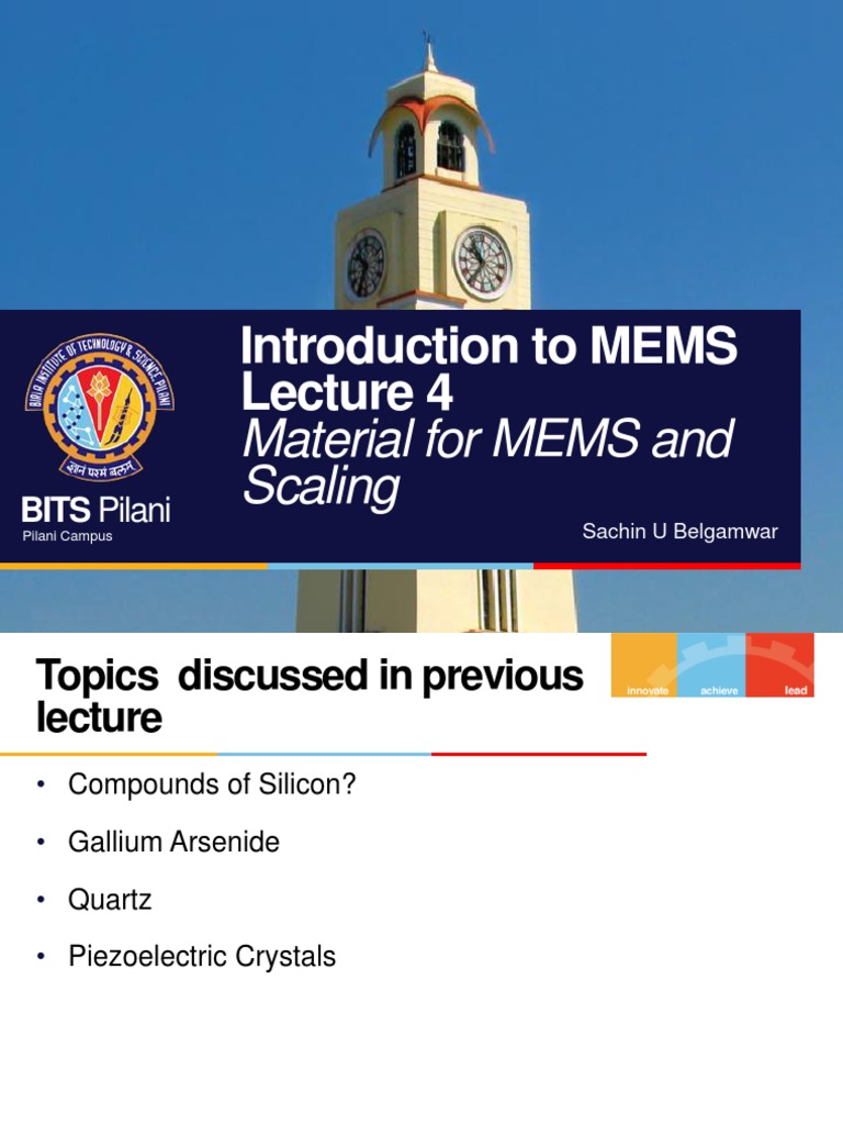 Introduction To MEMS Lecture 4 | PDF | Microelectromechanical Systems | Polymers