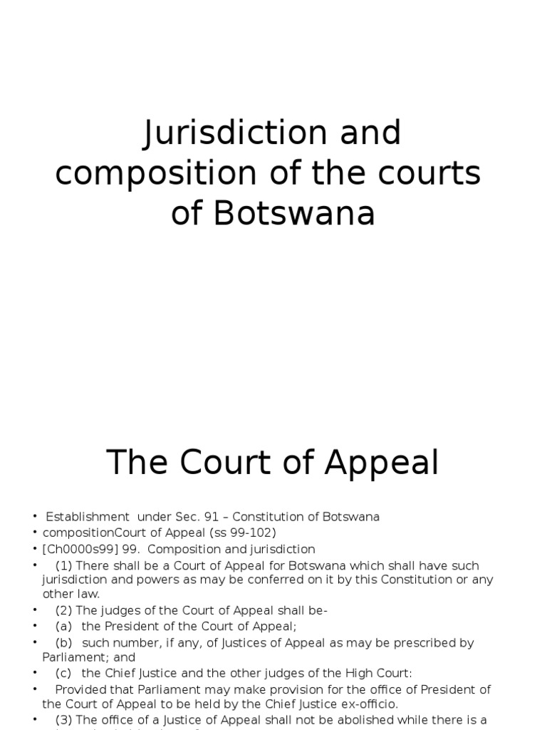 Jurisdiction and Composition of The Courts of Botswana | PDF | Original ...