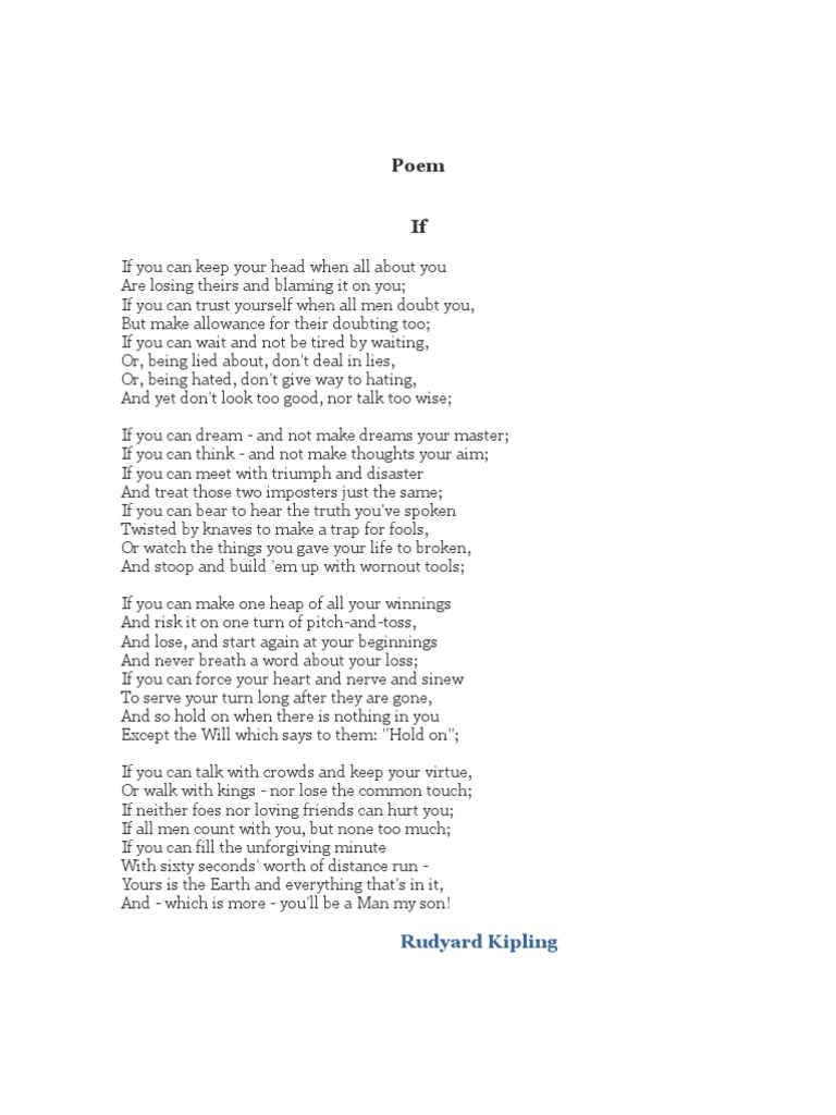 Poem If: Rudyard Kipling | PDF