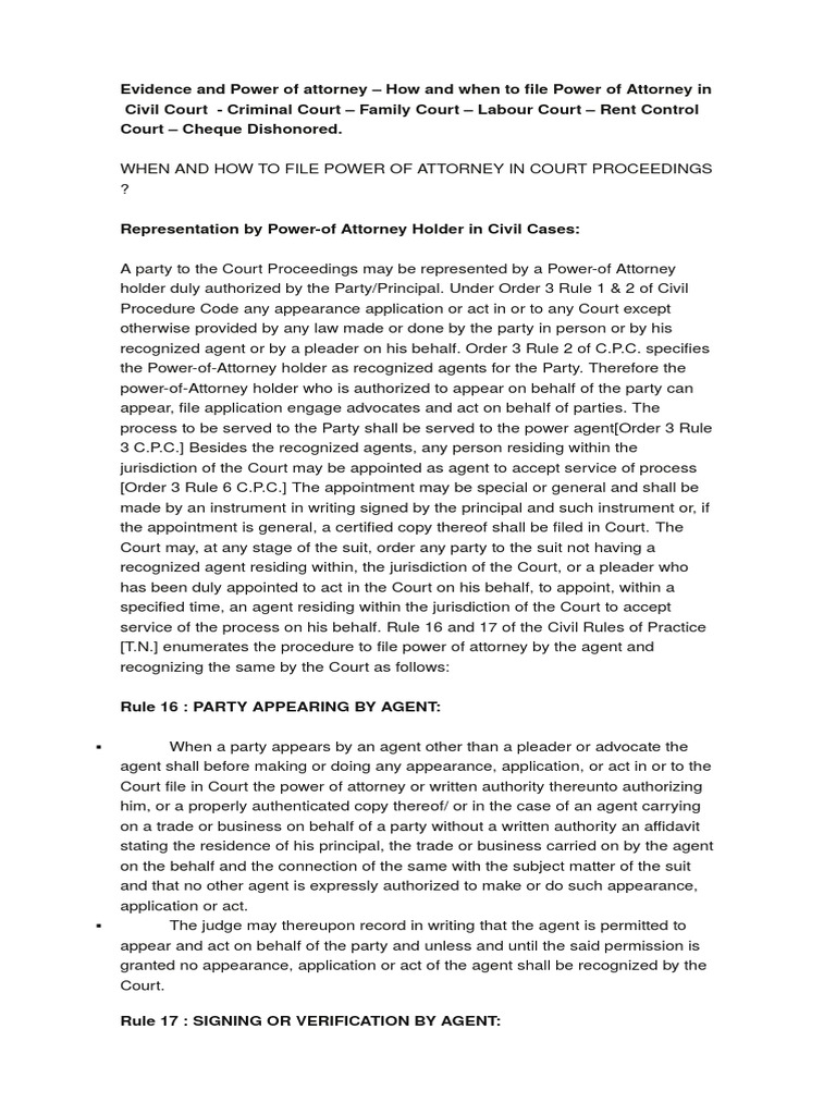 Evidence Power of Attorney | PDF | Evidence (Law) | Lawsuit
