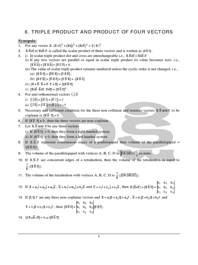 IA-06Triple Product and Product of Four Vectors (31-36) | PDF | Plane ...