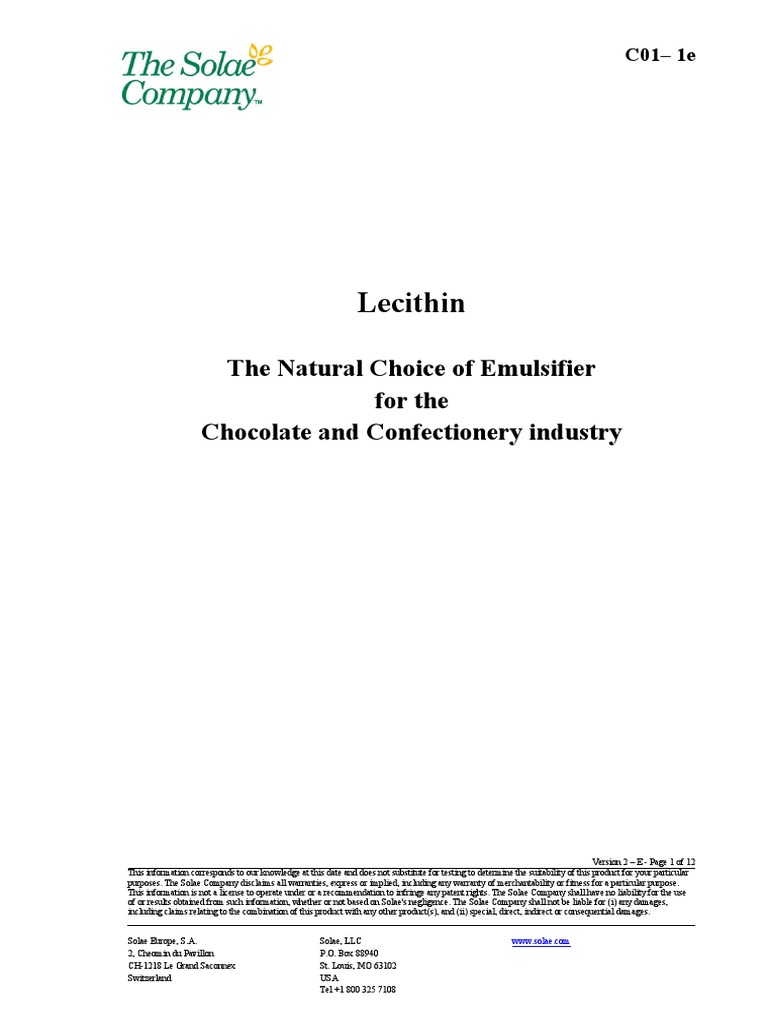 Lecithins in The Chocolate and Confectionery Industry | PDF | Rheology ...