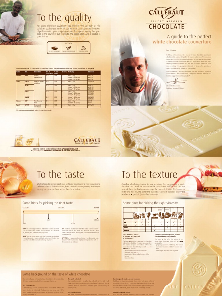 Callebaut - Leaflet Chocolate Couv White | PDF | Chocolate | Taste