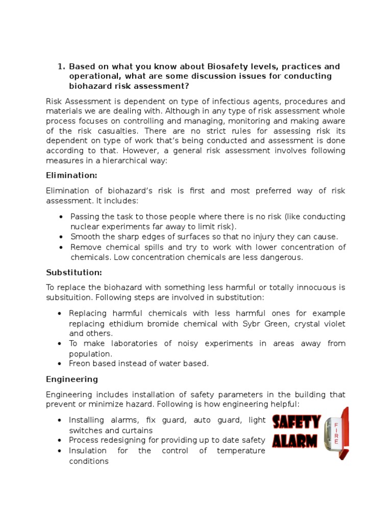 Risk Assessment (Biosafety) | Risk | Laboratories