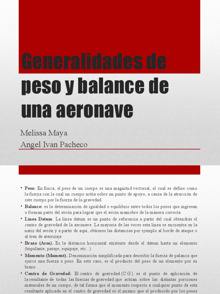Peso y Balance | PDF | Avión | Centro de masa