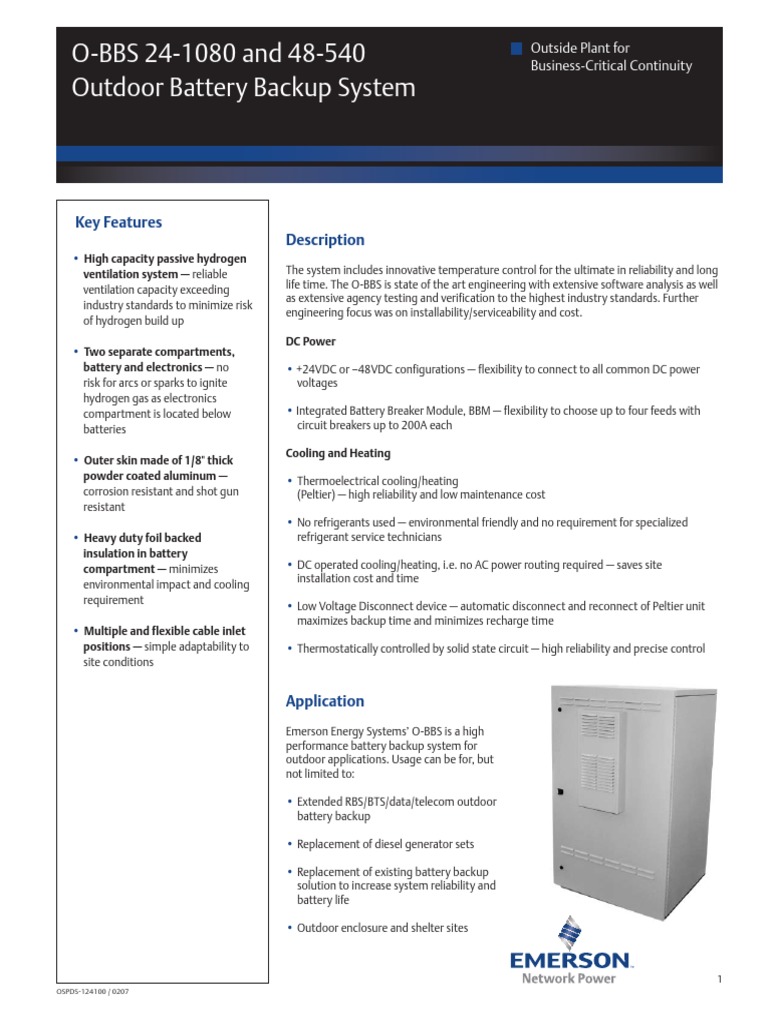 0469 - Outdoor Battery Backup System Brochure | PDF | Battery ...