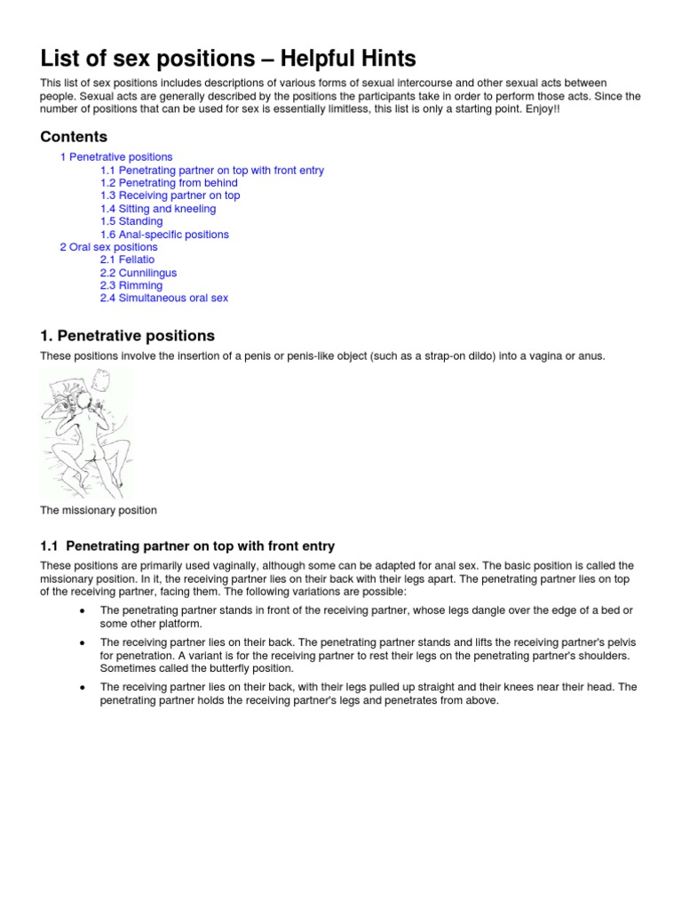 Comprehensive Guide To Sex Positions Pdf Sex Position Sexual